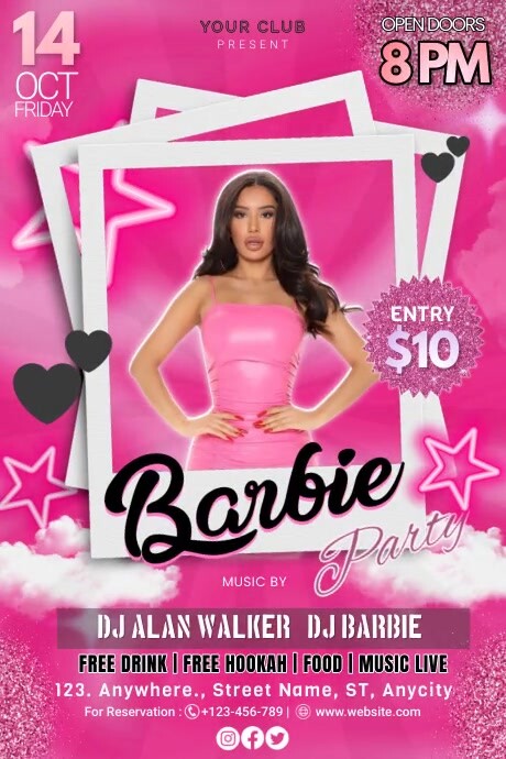 BARBIE PARTY Template | PosterMyWall