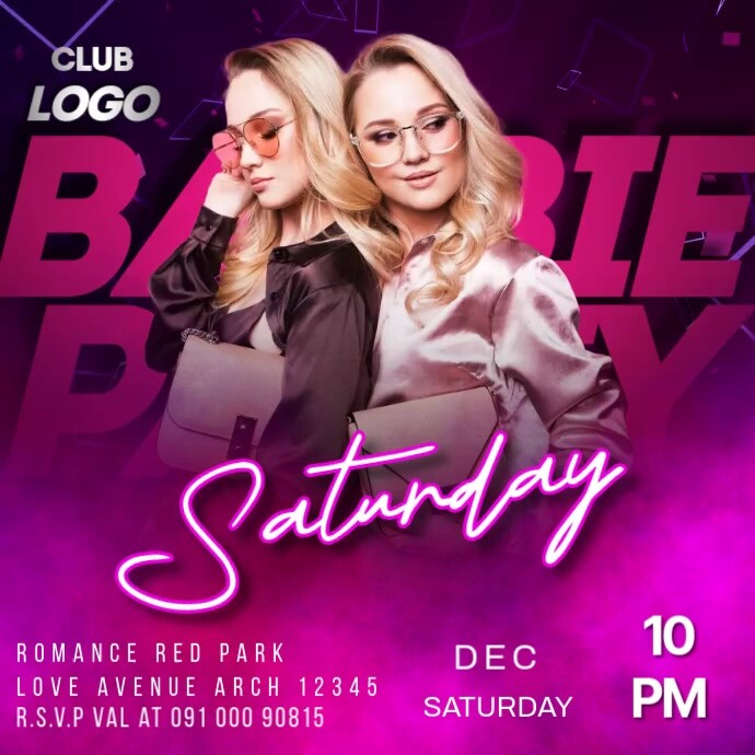 Barbie Saturday Party Template | PosterMyWall