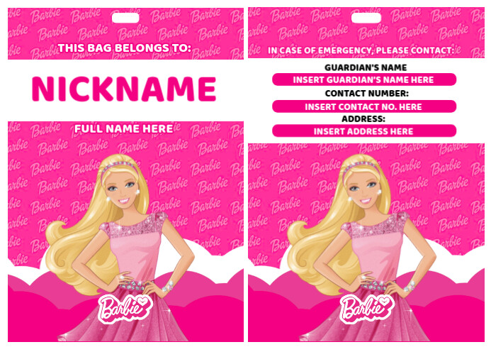 Pink Personalized Bag Tag A4 Template | PosterMyWall