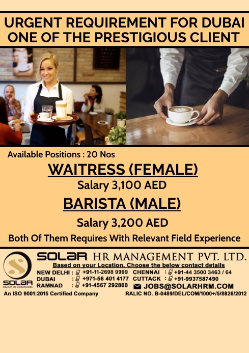 BARISTA / WAITRESS FLYER Template | PosterMyWall