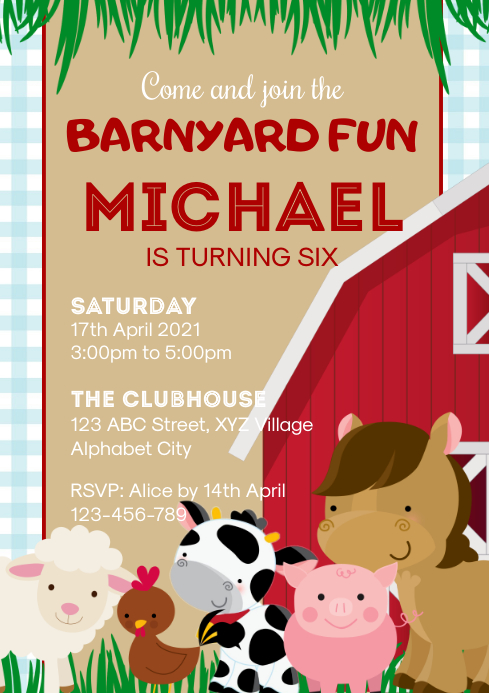 Undangan Ulang Tahun Barnyard Templat | PosterMyWall