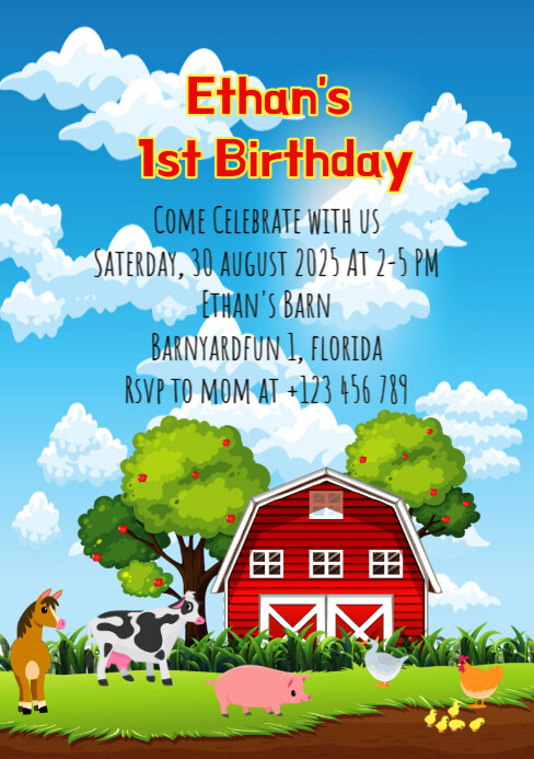 Plantilla de Barnyard children's birthday invitation | PosterMyWall