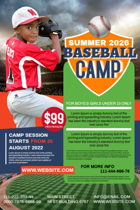 Baseball camp Template | PosterMyWall