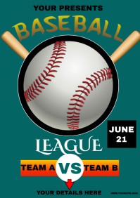 baseball kids summer tournament poster Template | PosterMyWall