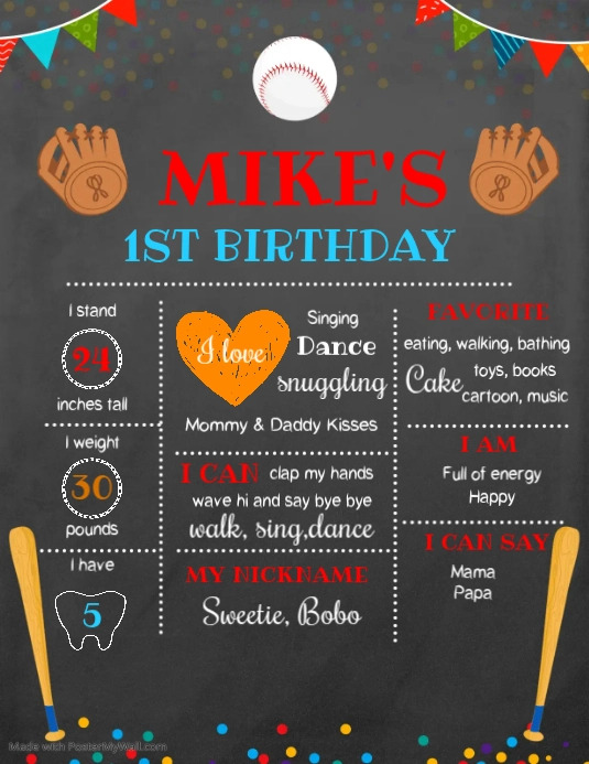 Copy of Baseball Editable Milestone school sign | PosterMyWall