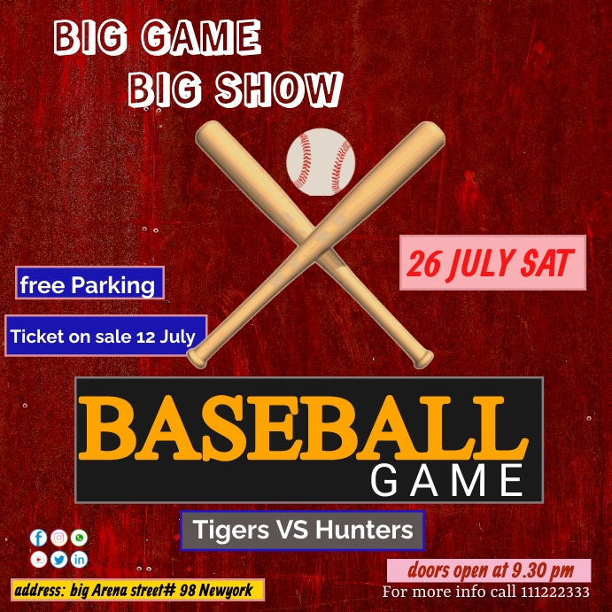 Baseball game Template | PosterMyWall