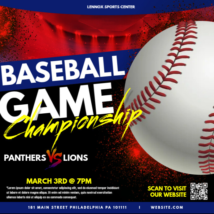 Red and Blue Baseball Championship Instagram Post Template | PosterMyWall