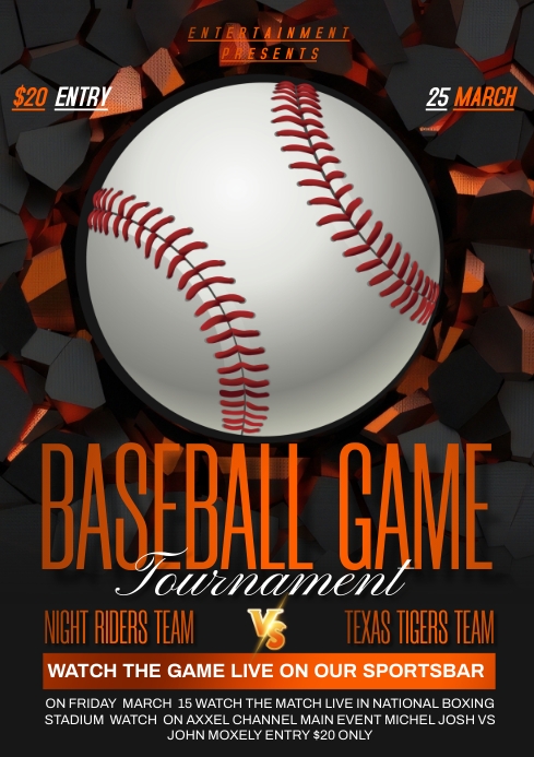Baseball game Template | PosterMyWall