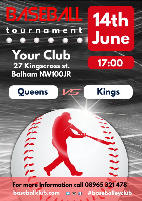 Baseball Game Poster Template | PosterMyWall