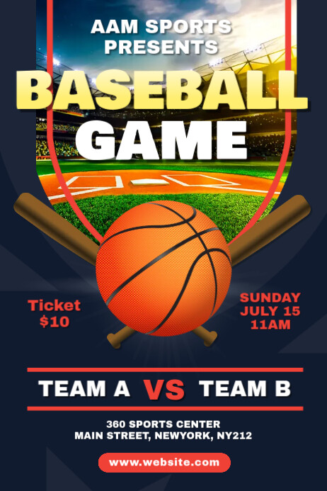 Copy of Baseball Game Poster Template | PosterMyWall