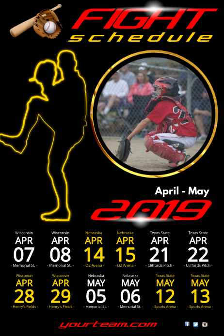 Baseball Game Schedule Poster Template | PosterMyWall
