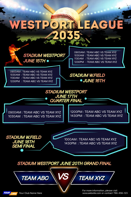 Baseball game schedule template | PosterMyWall