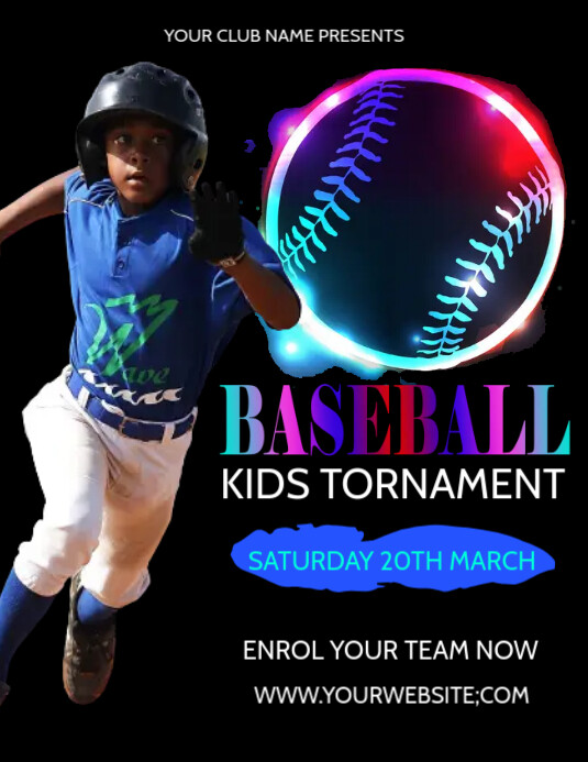 baseball kids tournament flyer Template | PosterMyWall