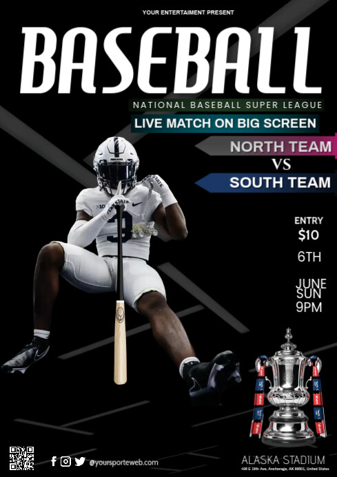 Baseball Match Event Flyer A4 Template | PosterMyWall