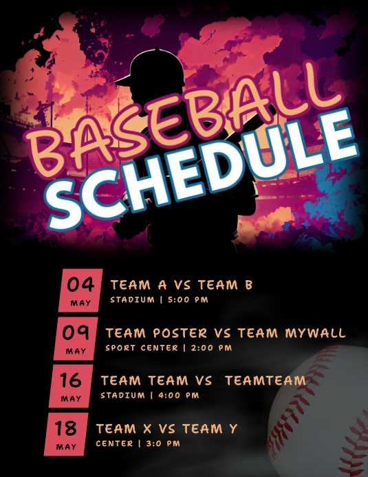 BASEBALL SCHEDULE Template | PosterMyWall