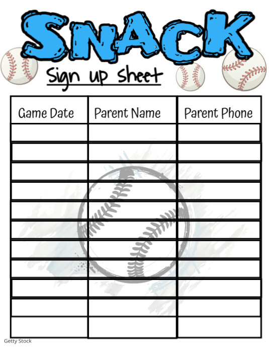 Copy of Baseball snack sign up sheet flyer letter poster | PosterMyWall