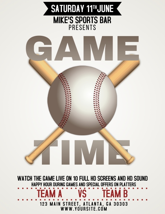 Baseball Sports Bar Flyer Template Postermywall