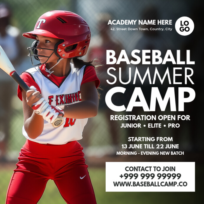Baseball Summer Camp Template | PosterMyWall