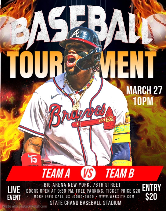 Baseball Tournament Poster/wallboard Template | PosterMyWall