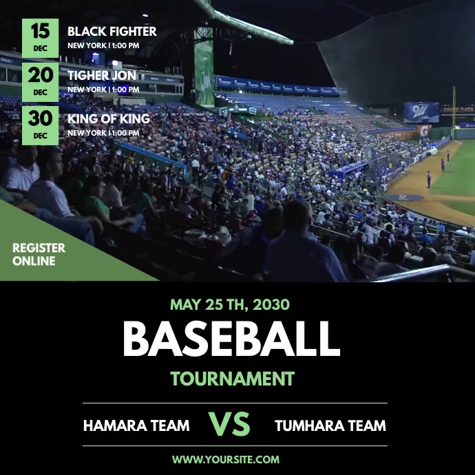 Baseball Tournament Video Template | PosterMyWall