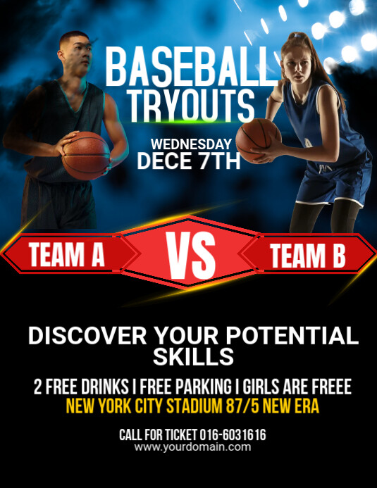 Baseball Tryouts Flyer Template | PosterMyWall