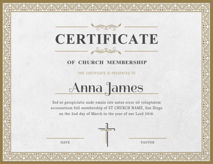 Basic Church Membership Certificate Template PosterMyWall Basic Church Membership Certificate Template PosterMyWall
