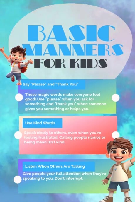 Copy of Basic Manners For Kids | PosterMyWall