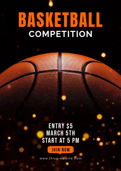 Basket competition simple black orange Template | PosterMyWall