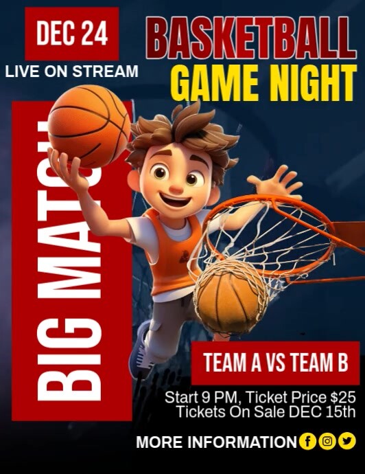 Basketball Game Night Template | PosterMyWall