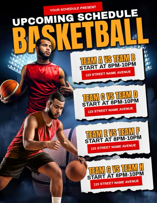 Basketball Game Schedule Ads Template | PosterMyWall
