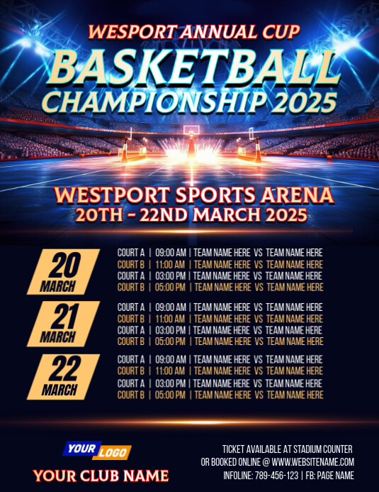 Basketball Game Schedule Template Flyer | PosterMyWall