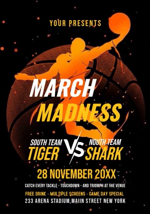 Basketball March Madness Flyer Template | PosterMyWall