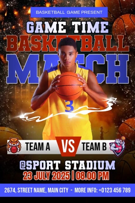Basketball Match Ads Template | PosterMyWall