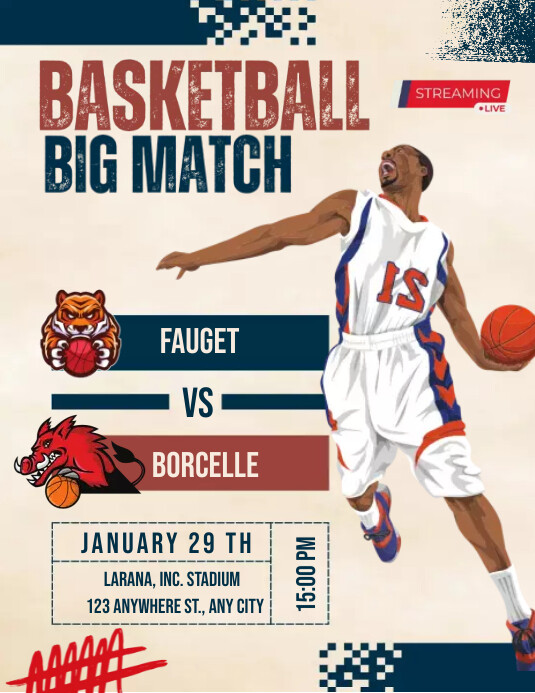 BASKETBALL MATCH FLYER Templat | PosterMyWall