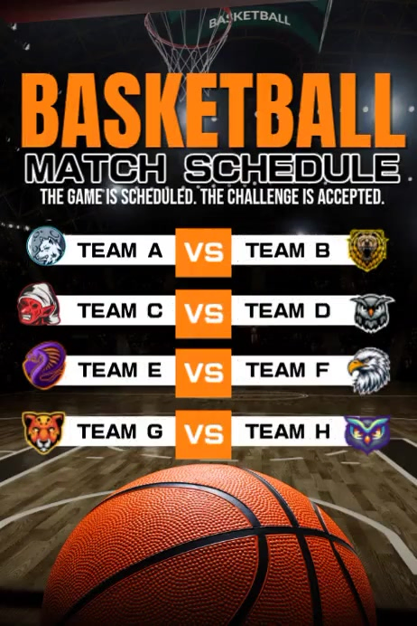 Basketball Match Schedule Ads Template | PosterMyWall