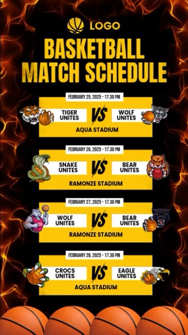 Basketball Match Schedule Template | PosterMyWall