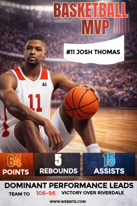 Basketball Player of the Game Performance Flyer Template | PosterMyWall