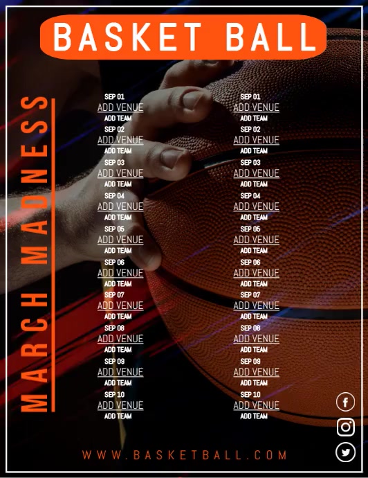Basketball Schedule, March Madness Flyer Template | PosterMyWall
