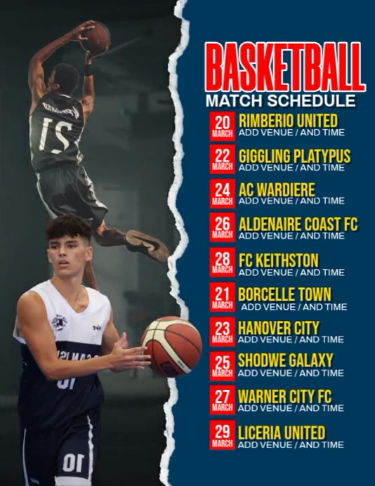 Basketball Schedule Ads Template | PosterMyWall