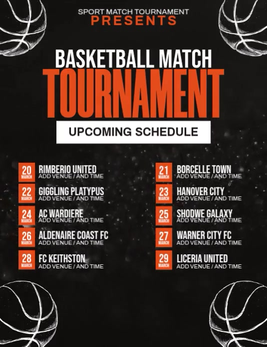 Basketball Schedule Template | PosterMyWall