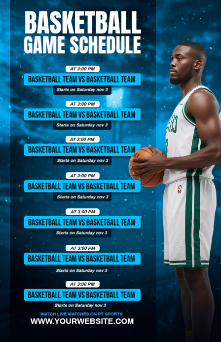 Basketball schedule Template | PosterMyWall