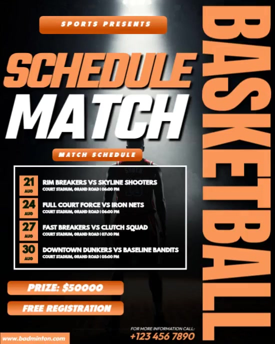 Basketball Schedule Match Template | PosterMyWall