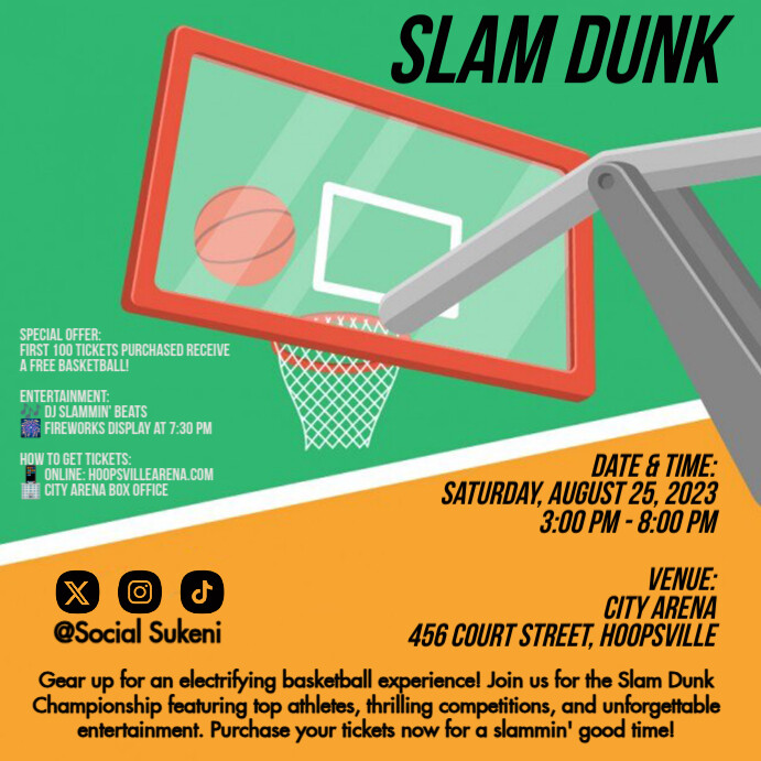 basketball slam dunk Template | PosterMyWall