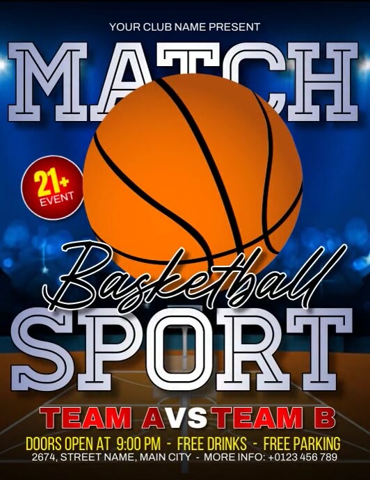 Basketball Sport Match Template | PosterMyWall