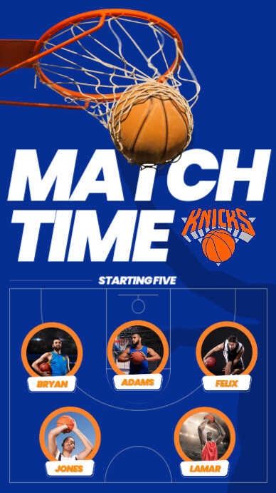 Basketball Starting Five Instagram Story Design Template | PosterMyWall