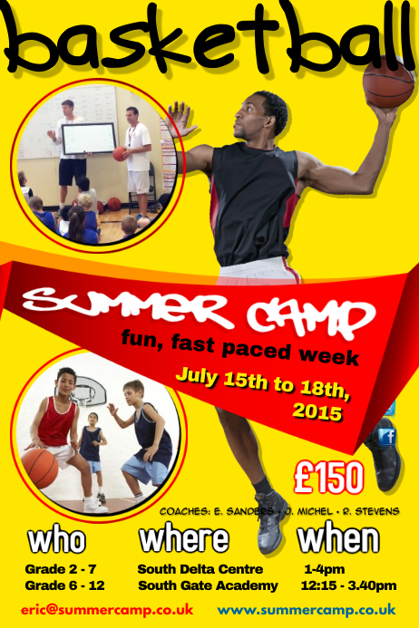 Basketball Summer Camp Poster Template | PosterMyWall