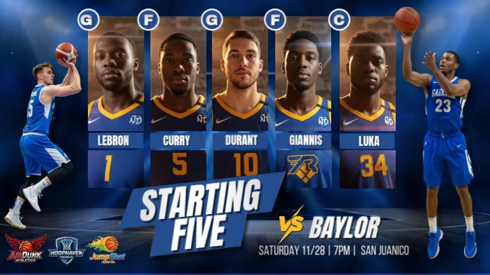 Basketball Team Lineup Thumbnail Template | PosterMyWall