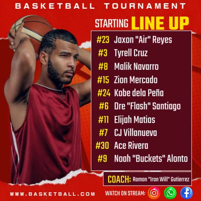 Basketball Tournament Line Up Template | PosterMyWall