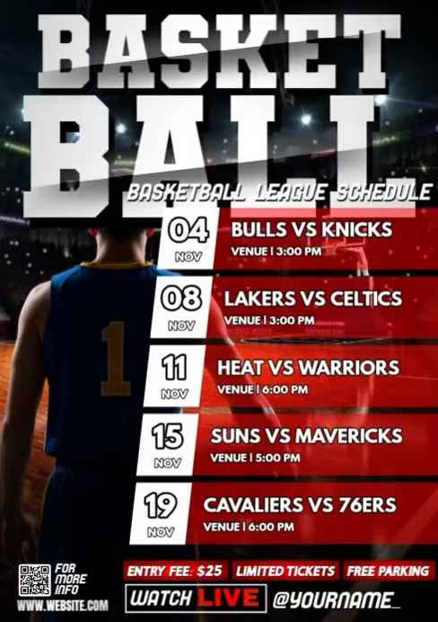 Copy of BASKETBALL TOURNAMENT SCHEDULE TEMPLATE | PosterMyWall