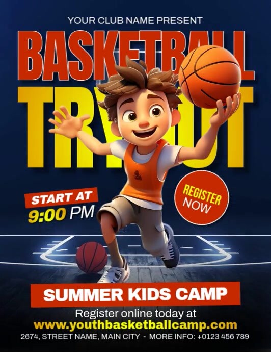 Copy of Basketball Tryout Ads | PosterMyWall